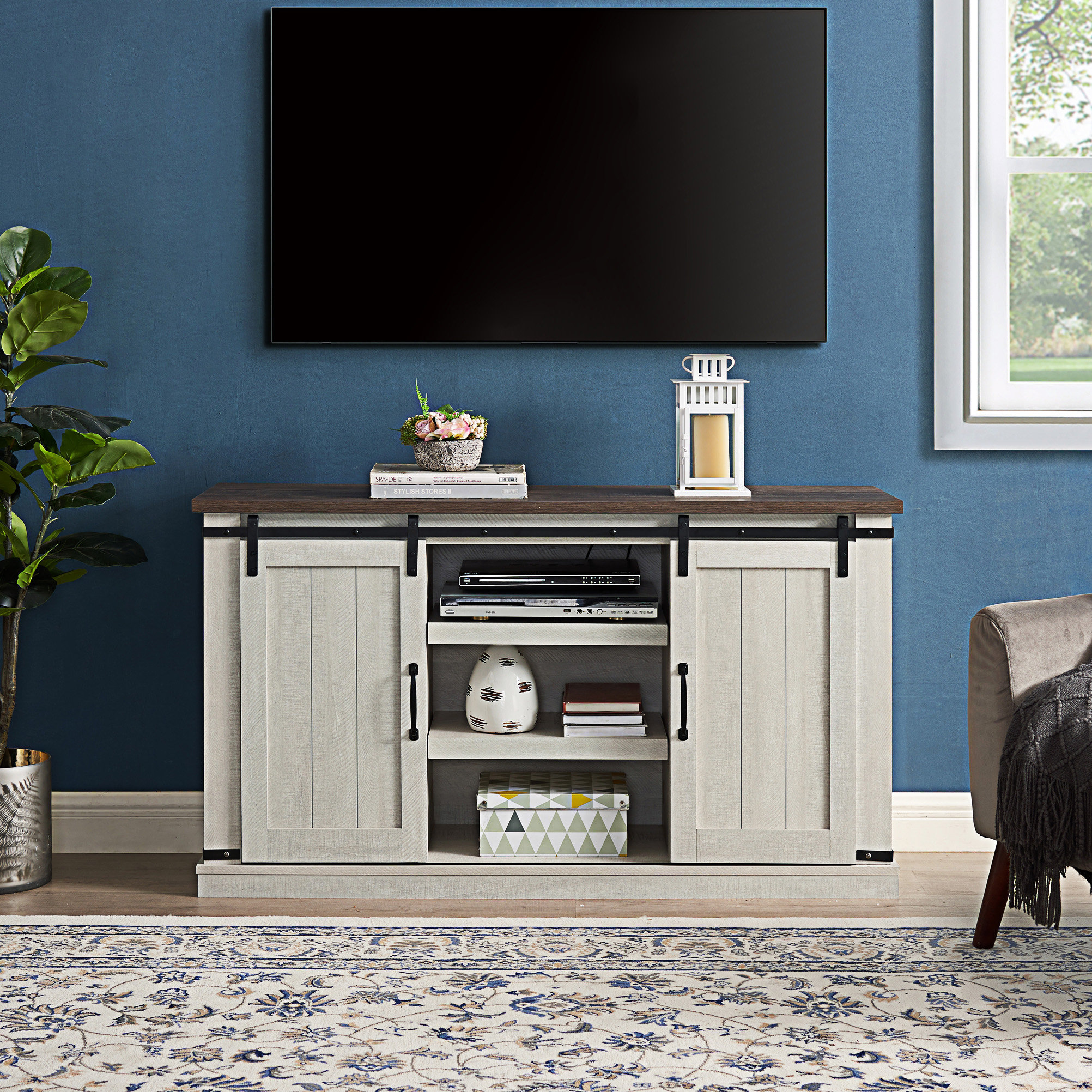 Ophelia & Co. Classic Farmhouse Media TV Stand Transitional Entertainment Console For TV Up To ...